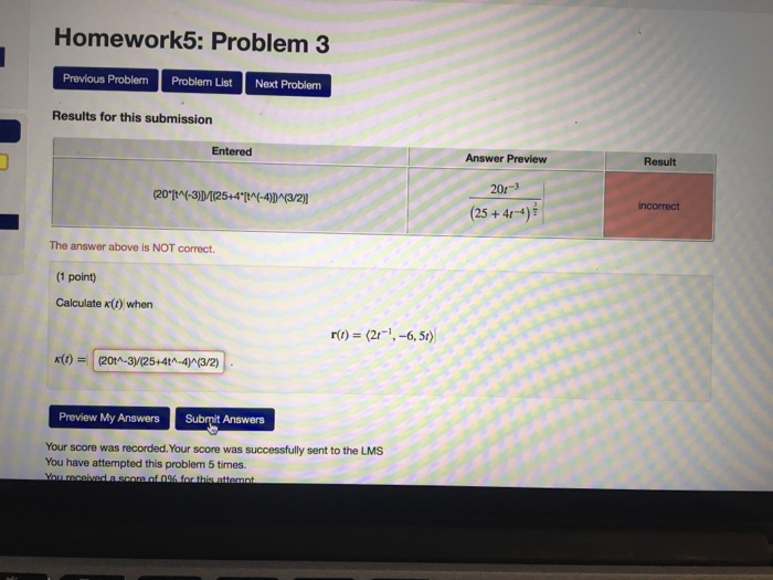 Solved Results for this submission Entered Answer Preview | Chegg.com