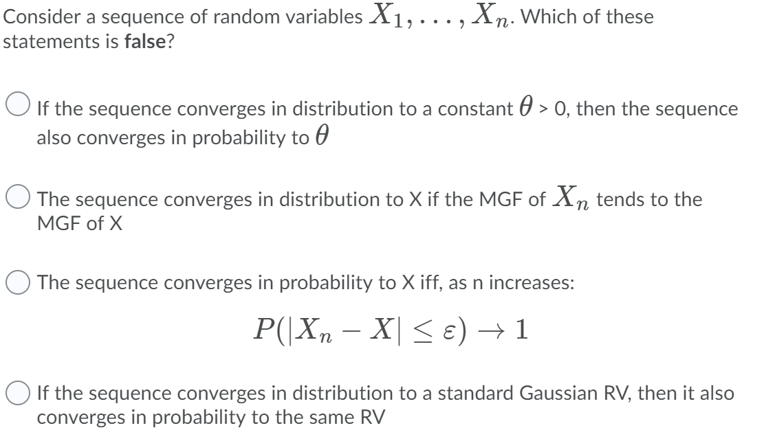 Solved Consider a sequence of random variables X1,..., Xn. | Chegg.com