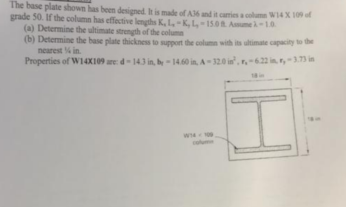 Solved The base plate shown has bcen designed. It is made of | Chegg.com