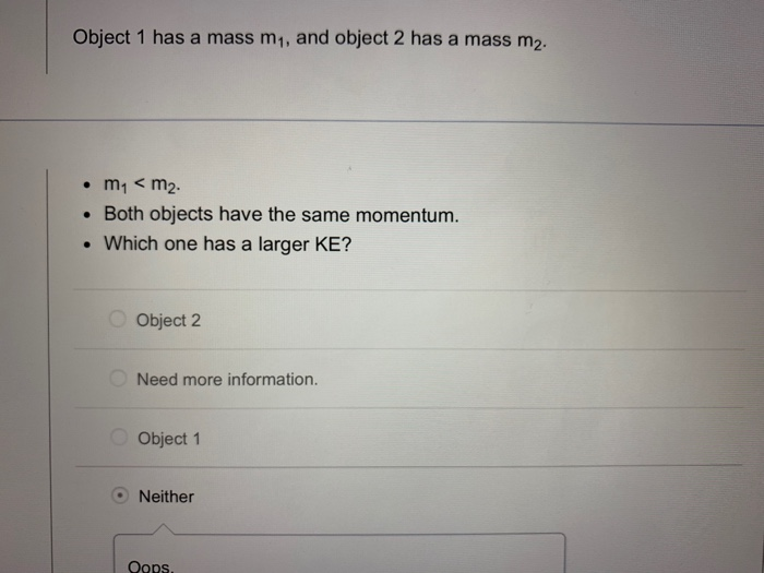 Solved Object 1 has a mass m1, and object 2 has a mass m2. | Chegg.com Solved Object 1 has a mass m1, and object 2 has a mass m2. | Chegg.com