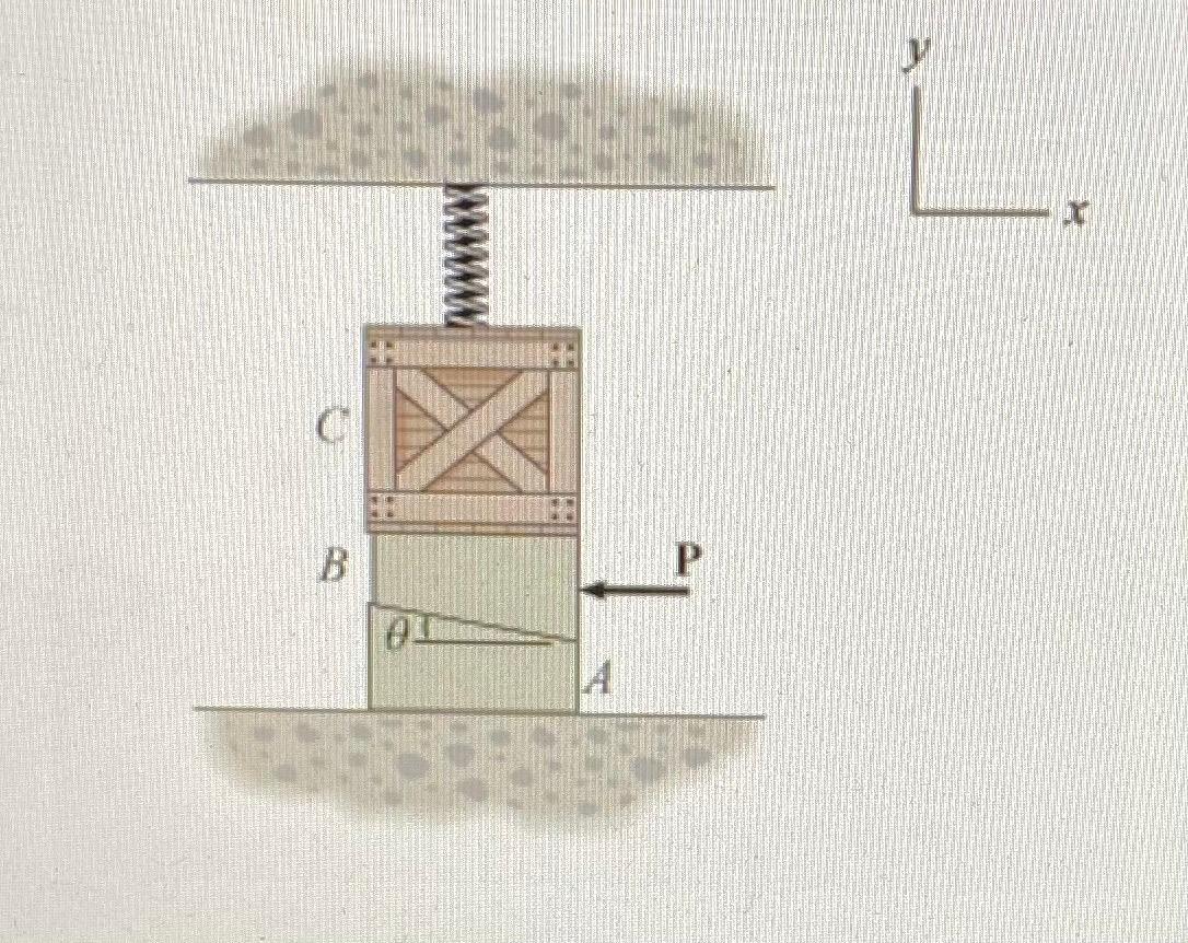Solved The crate shown is held against wedge B by a spring. | Chegg.com