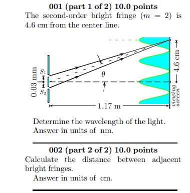 Solved 001 (part 1 of 2) 10.0 points The second-order bright | Chegg.com