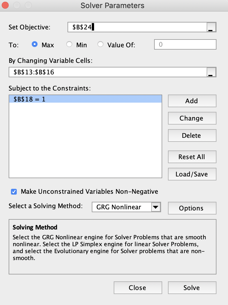 Solver Parameters $B$24 Set Objective: 0 Value Of: | Chegg.com