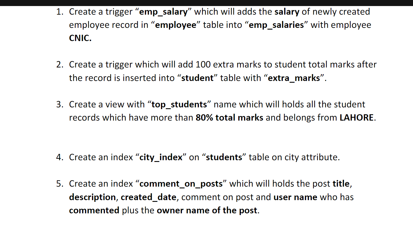 Solved 1. Create a trigger "emp_salary” which will adds the | Chegg.com