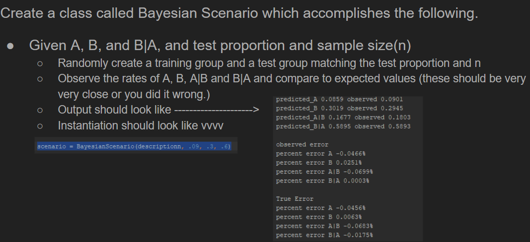 Using python to create a class called Bayesian | Chegg.com