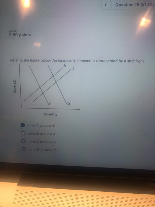 Solved Question 16 (of 40) value: 2.50 points Refer to the | Chegg.com