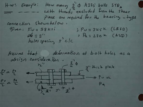 How: Example: How many 20 A325 bolts STO 3' . with | Chegg.com