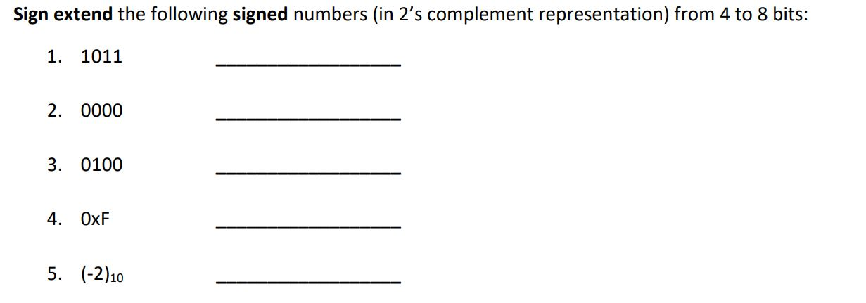 Solved Sign extend the following signed numbers (in 2's | Chegg.com