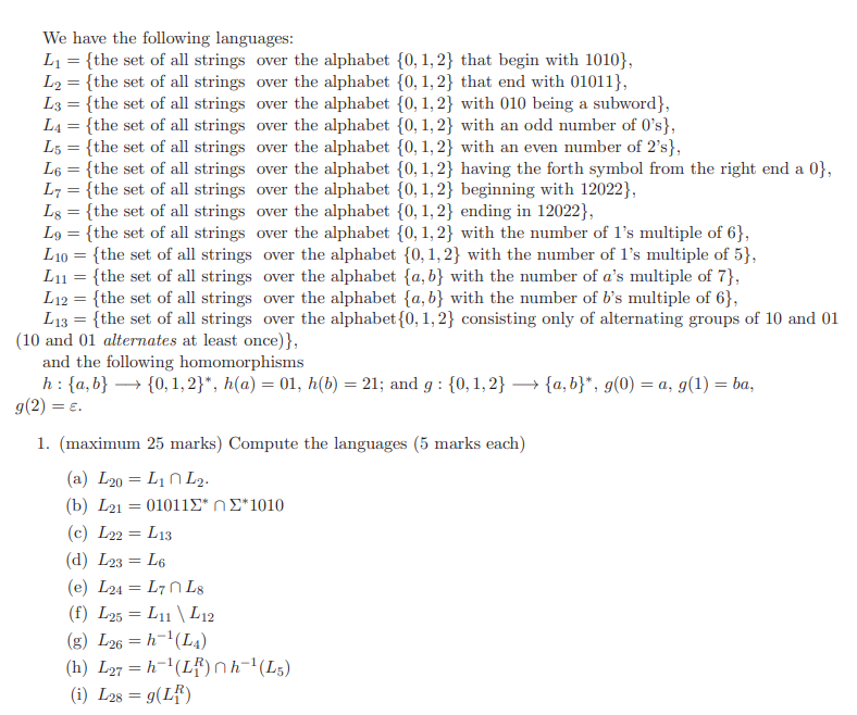 Solved We ﻿have the following languages:the set of ﻿all | Chegg.com