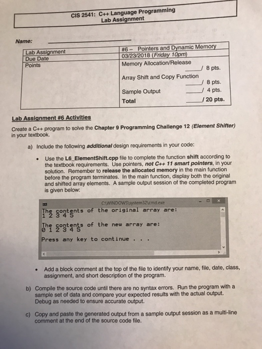 Solved 12. Element Shifter Write a function that accepts an | Chegg.com