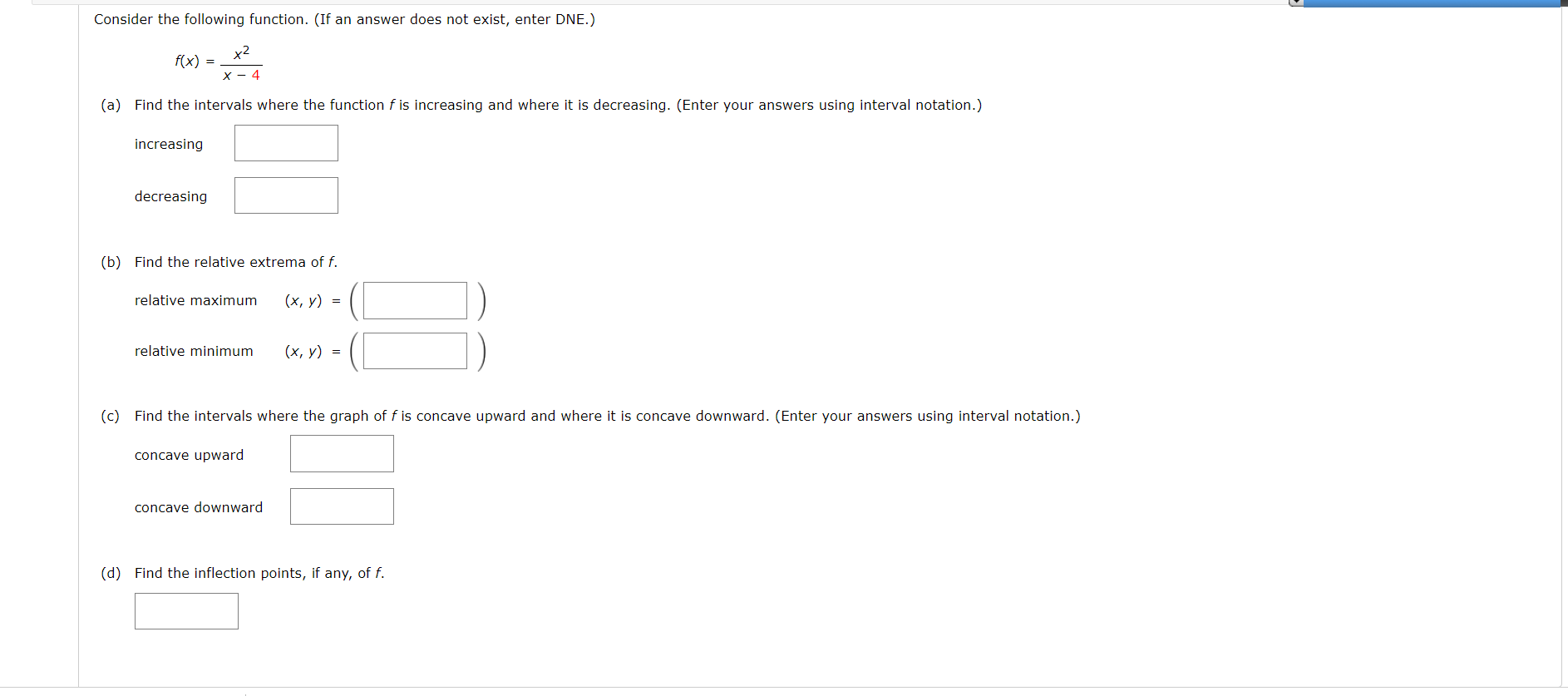 Solved Consider the following function. (If an answer does | Chegg.com