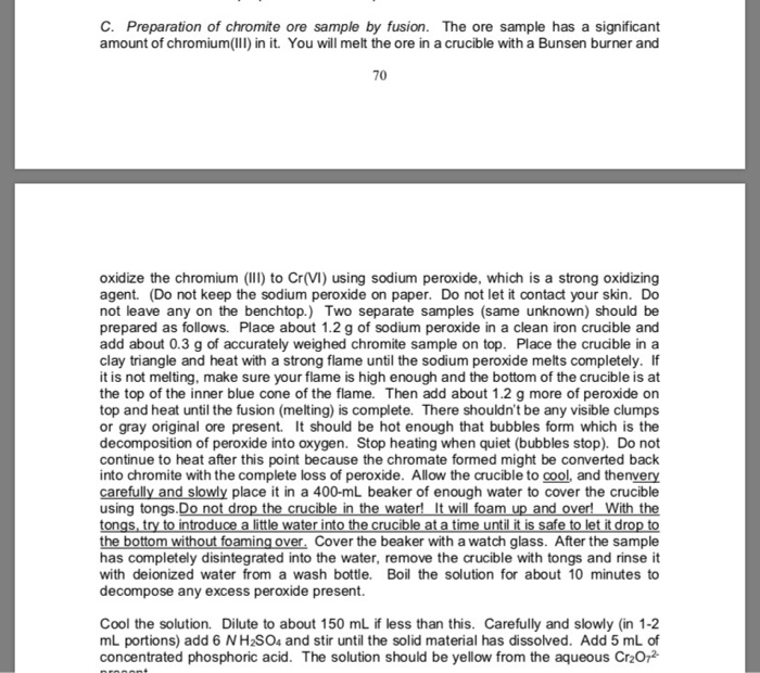 C. Preparation of chromite ore sample by fusion. The | Chegg.com