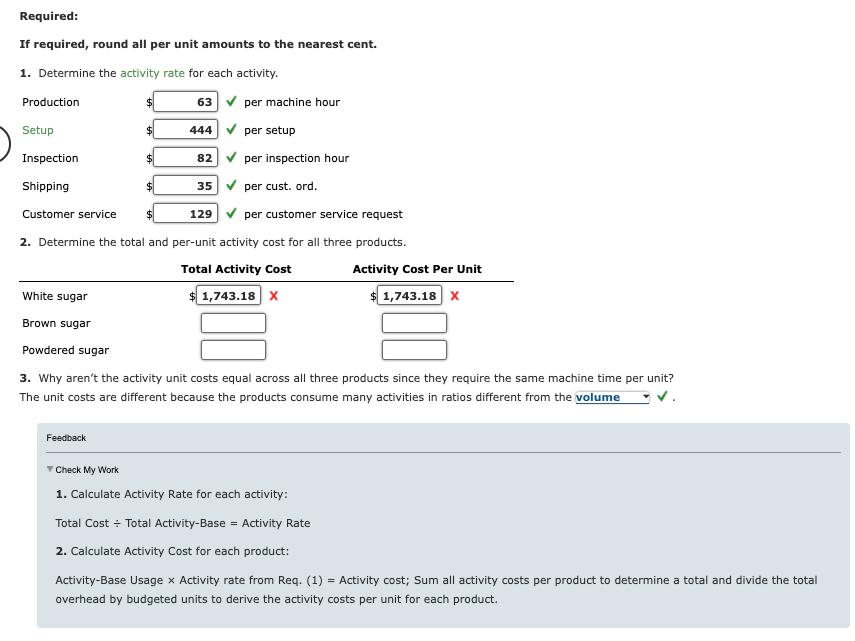 Solved Activity-based product costing Sweet Sugar Company | Chegg.com
