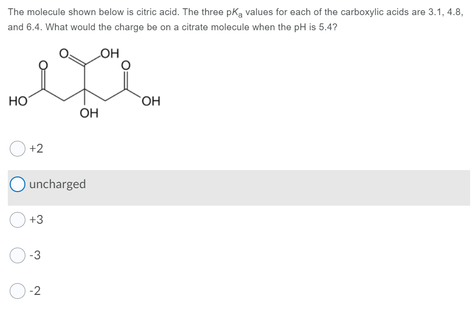 Solved The molecule shown below is citric acid. The three | Chegg.com
