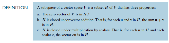 Solved A subspace of a vector space V is a subset H of V | Chegg.com