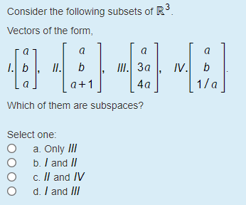Solved Consider the following subsets of R3 Vectors of the | Chegg.com
