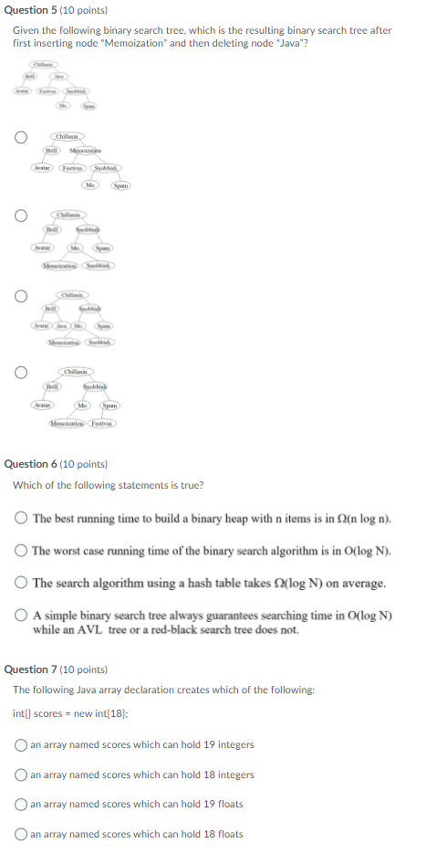 Solved Question 1 (10 points) Given the following binary | Chegg.com