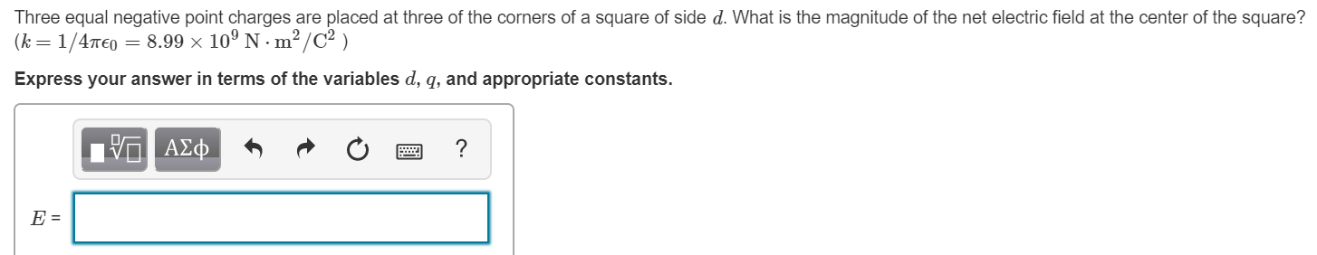 Solved Three equal negative point charges are placed at | Chegg.com