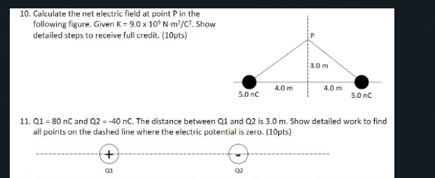 Solved 10. Calculate the net electric field at point Pin the | Chegg.com