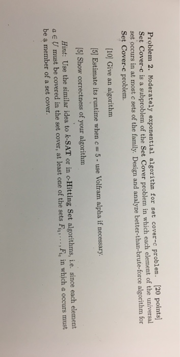 Solved Set Cover-c is a subproblem of the Set Cover problem | Chegg.com