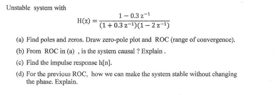 Solved Unstable system | Chegg.com