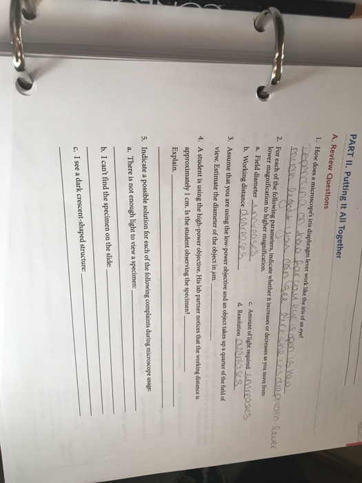 Solved How does a microscope's iris diaphragm lever work | Chegg.com