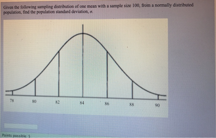 Solved Given the following sampling distribution of one mean | Chegg.com