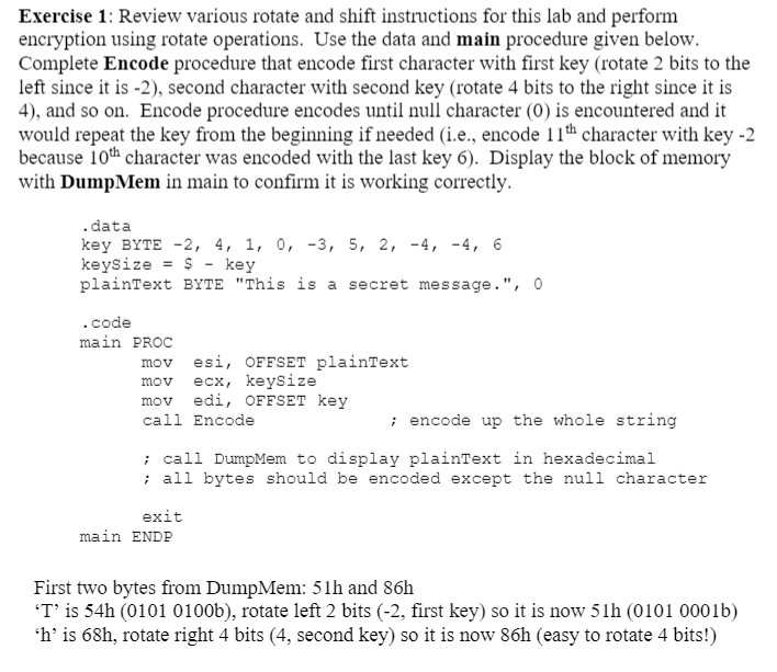 Exercise 1: Review various rotate and shift | Chegg.com Exercise 1: Review various rotate and shift | Chegg.com