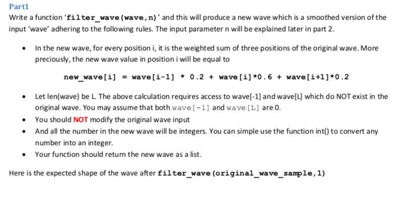 Solved Question 2: Filtering a wave [35 marks] You are given | Chegg.com