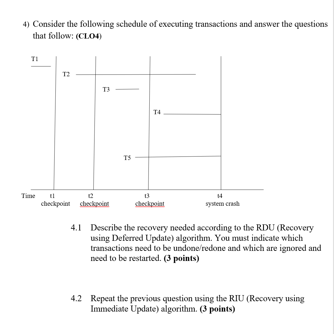 Solved 4) Consider the following schedule of executing | Chegg.com
