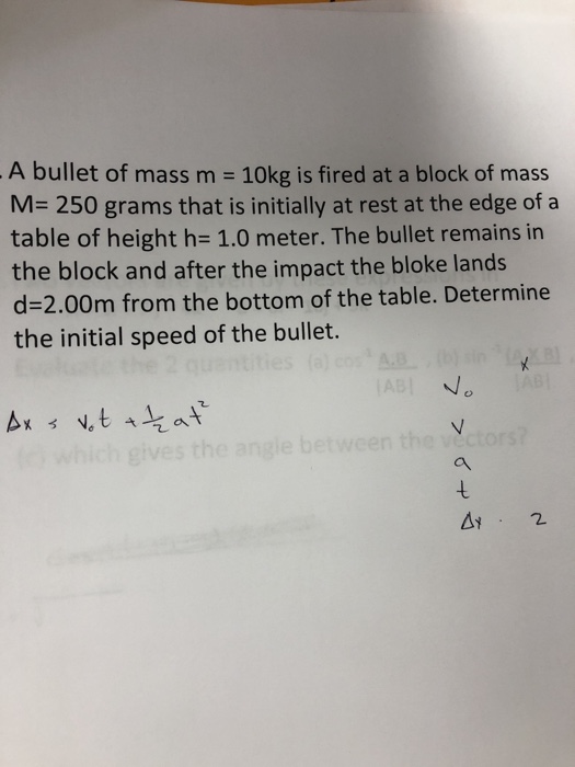 Solved A bullet of mass m 10kg is fired at a block of mass M | Chegg.com