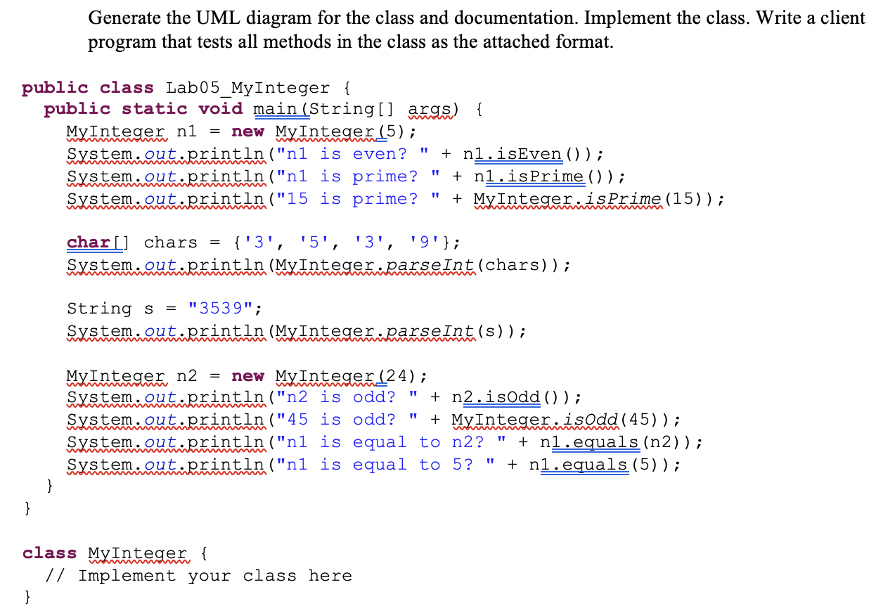 Solved Problem Description Design A Class Named Myinteger 