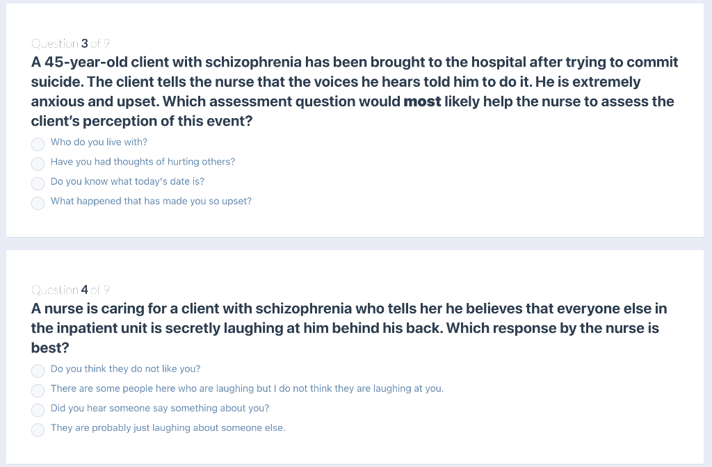 Solved A 45-year-old client with schizophrenia has been | Chegg.com