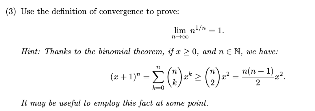 Solved (3) ﻿Use the definition of convergence to | Chegg.com
