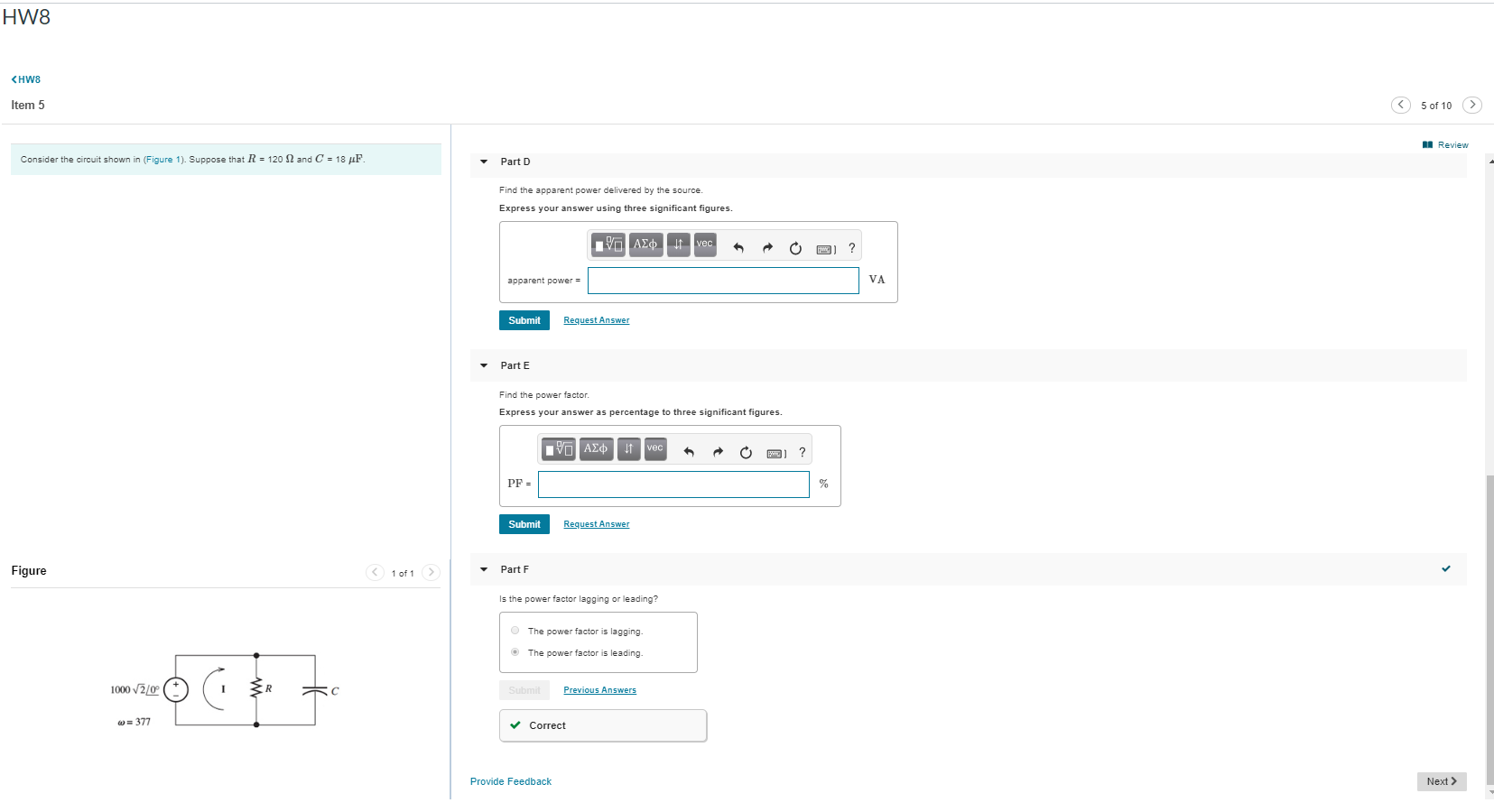 Solved HW8 A Review Consider the circuit shown in (Figure | Chegg.com