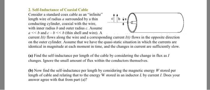Solved 2. Self-Inductance of Coaxial Cable Consider a | Chegg.com