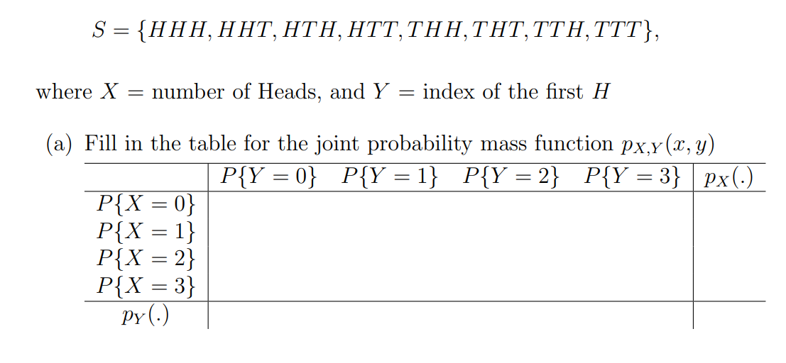 Solved S = {HHH, HHT, HTH, HTT, THH, THT, TTH, TTT}, = where | Chegg.com