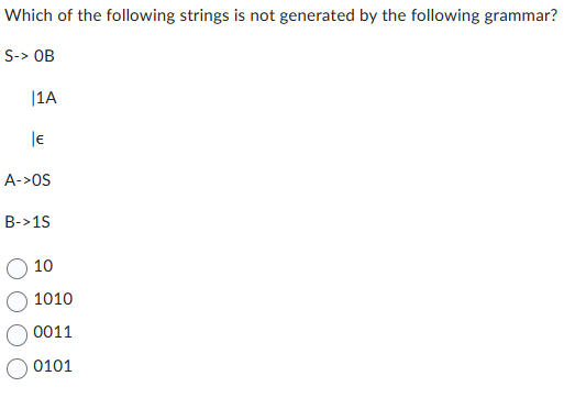 Solved Which of the following strings is not generated by | Chegg.com