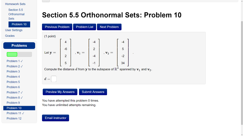Solved Homework Sets Section 5.5 Orthonormal Sets Section | Chegg.com