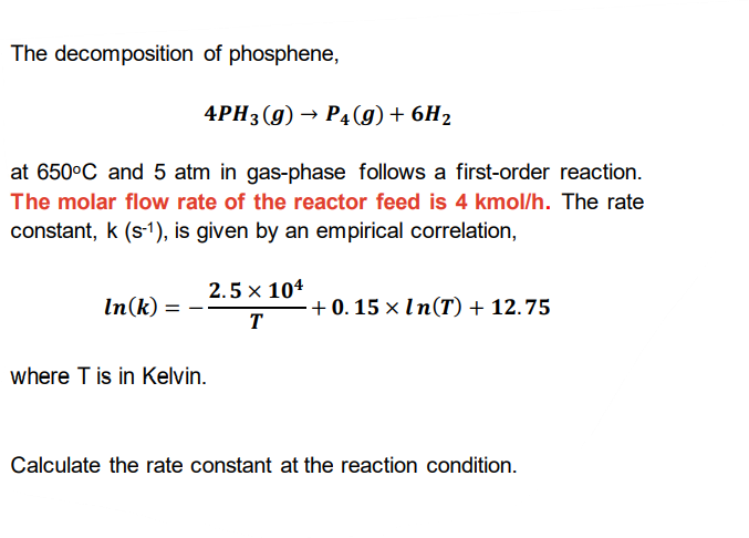 Solved The decomposition of phosphene, 4PH3(g)→P4(g)+6H2 at | Chegg.com