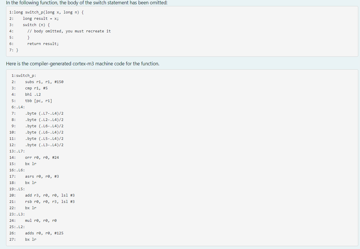 Solved In the following function, the body of the switch | Chegg.com