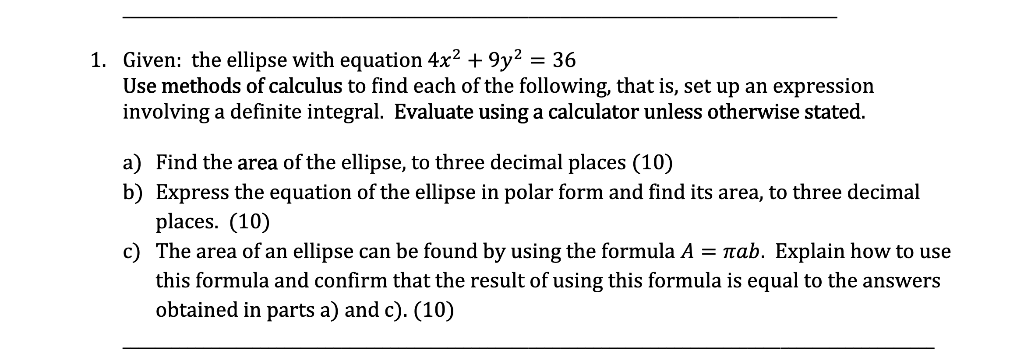 Solved Given: the ellipse with equation 4x2 + 9y2 36 Use | Chegg.com