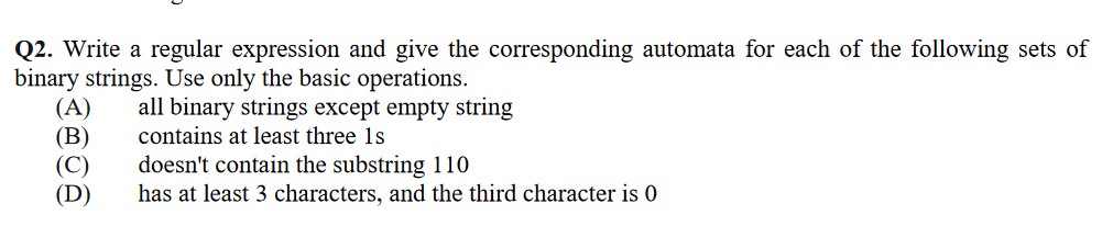 Solved Q2. Write a regular expression and give the | Chegg.com