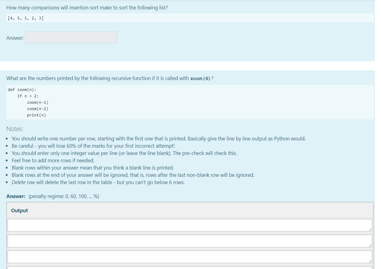 Solved How many comparisons will insertion sort make to sort | Chegg.com
