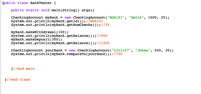 Solved public class CheckingAccount? private String acctID; | Chegg.com