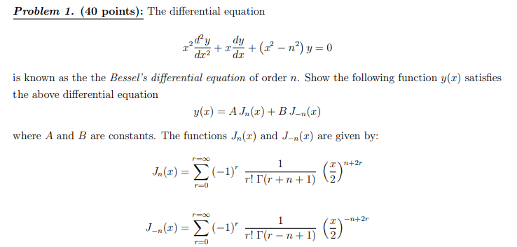 Solved Problem 1. (40 points): The differential equation | Chegg.com