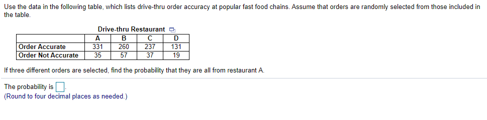 Solved Use the data in the following table, which lists | Chegg.com