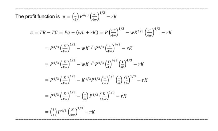 Solved 3. (18 points) Long-run: Profit maximizing. Let w = r | Chegg.com