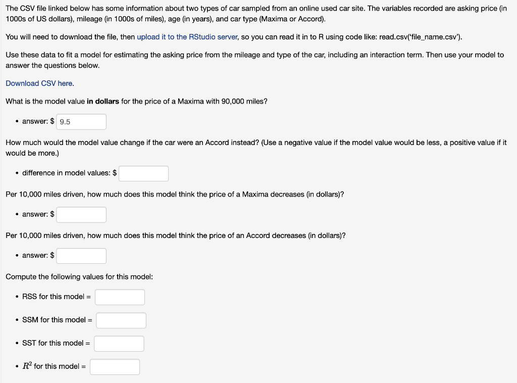The CSV file linked below has some information about | Chegg.com