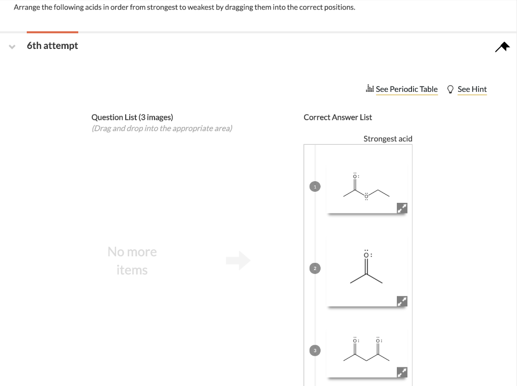 Solved Arrange the following acids in order from strongest | Chegg.com